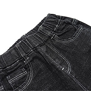 CHUMHEY Little Kid Jeans, Baby Boys Girls Elastic Waist Ripped Denim Pants,Black,3T