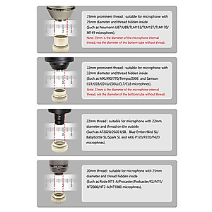 SUUNTOK AT2020 Shock Mount Universal Microphone Holder Spider Recording Mic Shockmount Stand Compatible with Many Condenser Mics Like Rode NT1-A NT2-A Procaster MXL 990 770 U87 (Champagne)