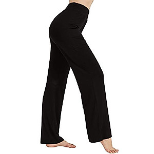 FELEMO Bootcut Flare Yoga Pants for Women Loose Fit High Waisted Yoga Sweatpants for Women Bootleg Work Pants Plus Size Maternity Lounge Pants Tummy Control Soft Bootcut Workout Pants Black L
