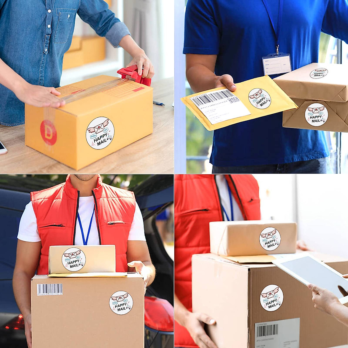 1200 PCS Smells Like Happy Mail Stickers, TNE Creator 2 Pack 1.5 Inch Happy Mail Labels Small Shop Stickers Thank You Customer Sticker Labels for Small Businesses Packaging Sticker, Handmade Sticker