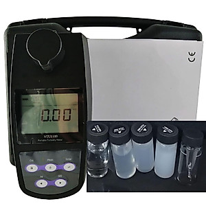 Portable Turbidimeter Turbidity Meter Kit Turbidity Tester with 4 PCS Calibration Solution Vials Range 0~1100 NTU/FNU 0~275 EBC 0~9999 ASBC