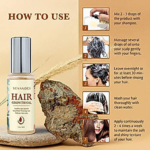 Biotin & Castor oil & Rosemary Oil for Hair Growth for Women, hair loss treatments, hair oil for dry damaged hair and growth, Hair Growth Serum for Thicker Longer Fuller Healthier Hair, All Natural Vitamin Rich Treatment
