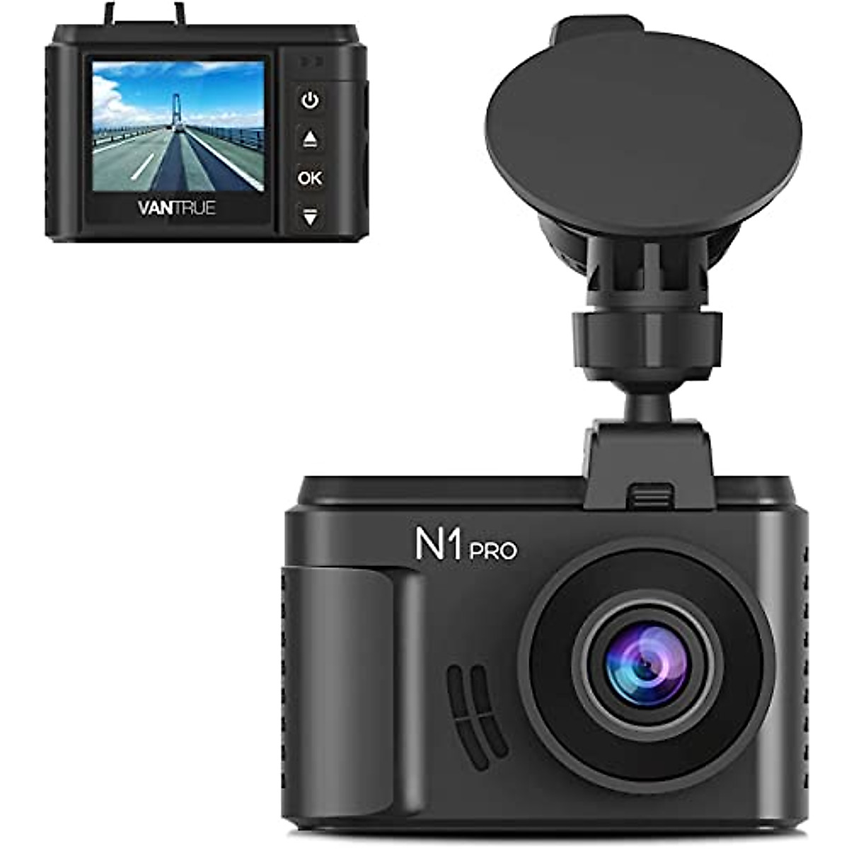 Vantrue N1 Pro Mini Dash Cam Full HD 1920x1080P Car Dash Camera 1.5 inch 160 Degree DashCam with Super Night Vision Sensor, 24 Hrs Parking Mode, Motion Detection, Support 256GB Max(2023)