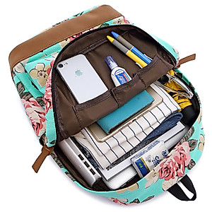 Abshoo Floral Backpacks For Girls Canvas School Bookbags Teen Girls Backpacks With Lunch Bag (Floral Lake Blue)