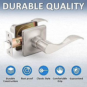 Mengico 2 Pack Door Lever Interior,Satin Nickel Door Handle Interior,Passage Door Handle Hallway Closet Door Lever,Reversible Drop Lever Handles