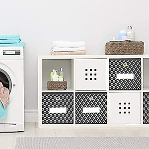 Cube Storage Organizer Bins - 11x11x11 Inch Fabric Storage Cubes Basket Container with Metal Ring Handle for Closet,Pantry,Boys,Girls,Kids Toys,Clothes,Nusery,Kallax Shelving Unit,Set of 6 (Gray)