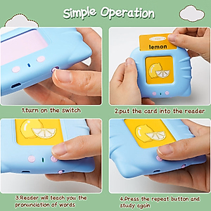 WANIWU Kids Toys Flash Cards Educational Toys for 2-6 Years, 112 Pcs 224 Words Learning Toys Birthday Gift(Blue)