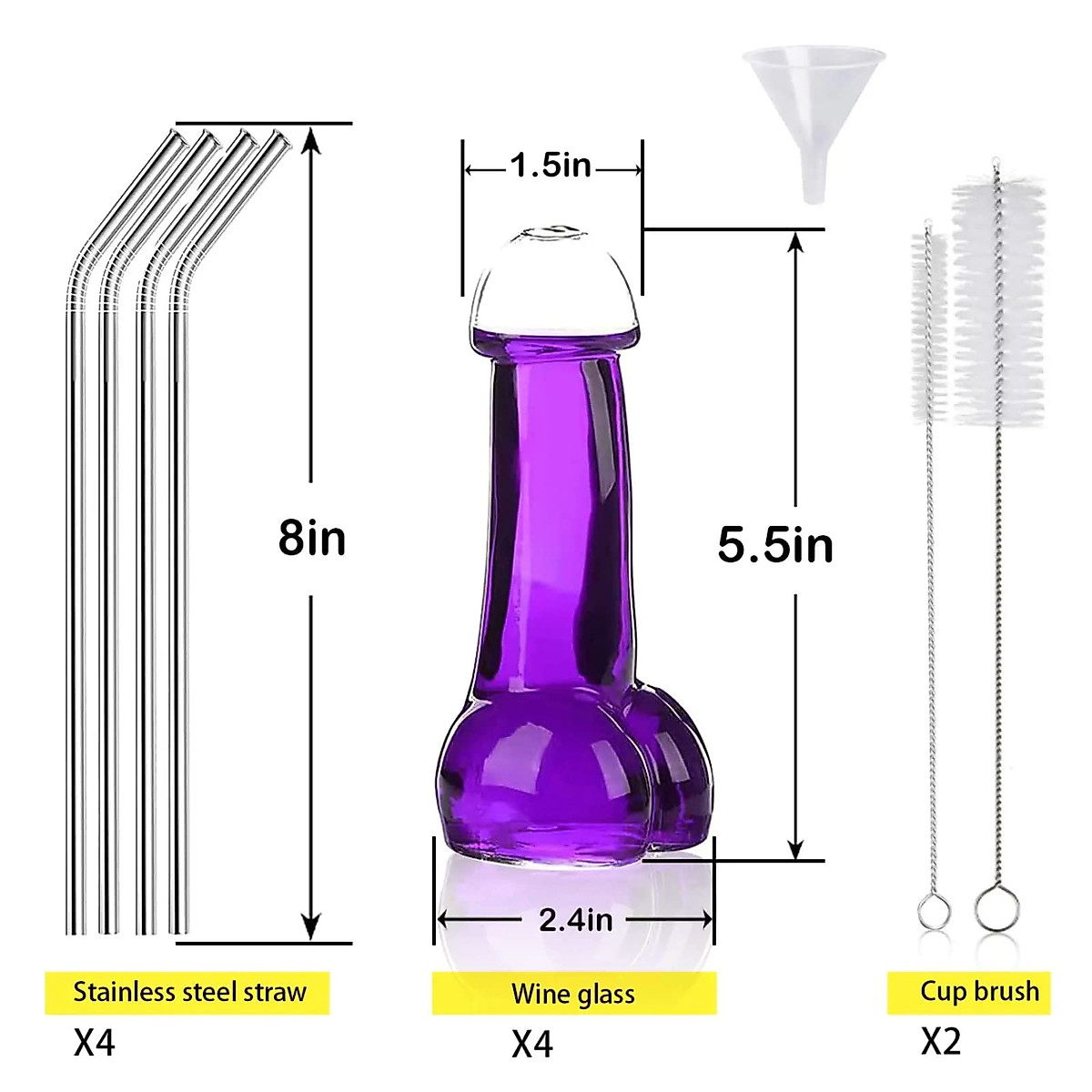 VLIZO Night Club Wine Glass 4PCS Creative Cocktail Py Fun Bar Restaurant Set, 3.3 ounces