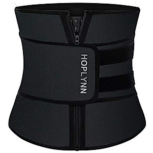 HOPLYNN Neoprene Sweat Waist Trainer Corset Trimmer Shaper Belt for Women, Workout Plus Size Waist Cincher Stomach Wraps Bands Black Medium