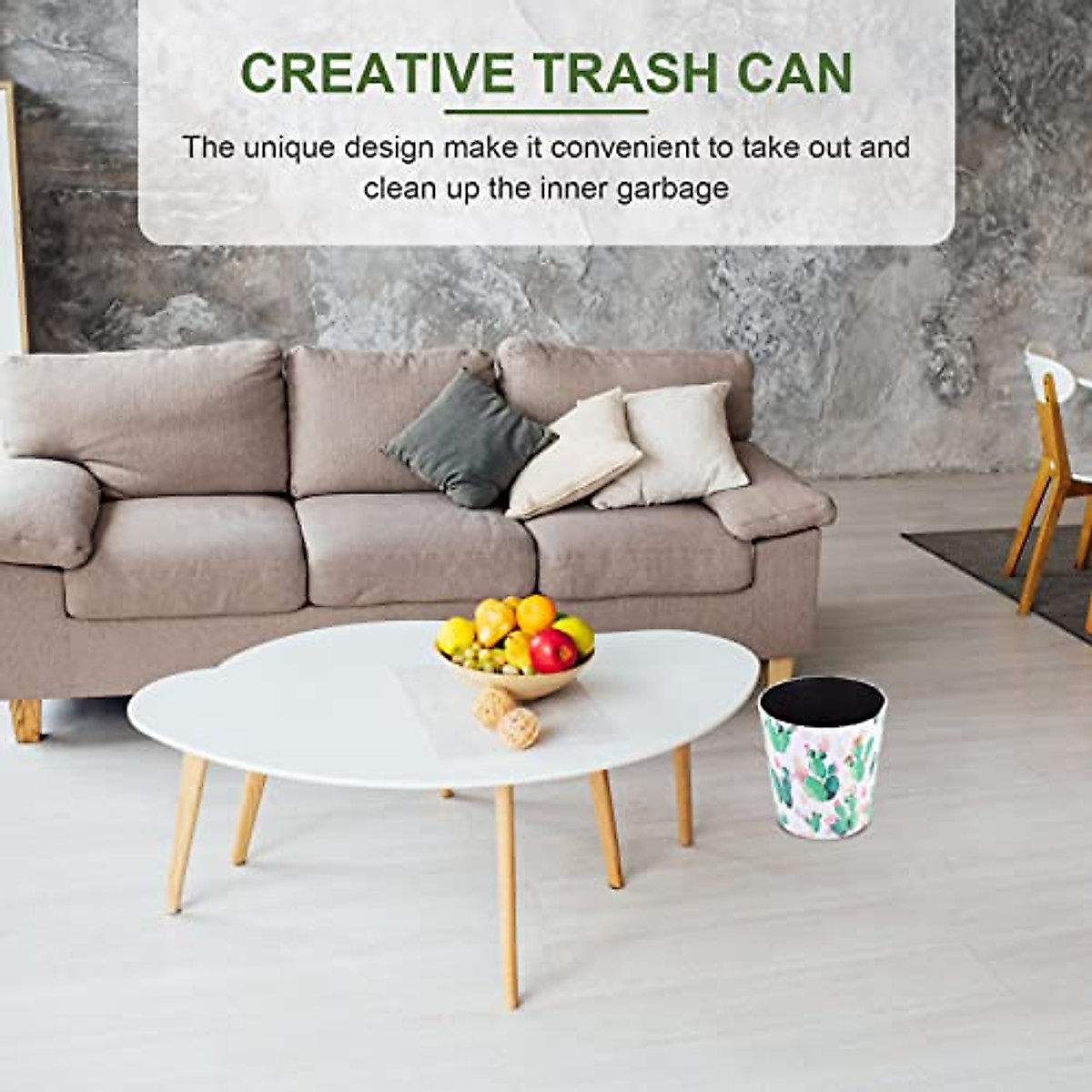 Zerodeko Car Decor PU Leather Trash Can Cartoon Animal Decorative Paper Basket Toilet Garbage Bin Waste Container Sundries Storage Bucket for Kitchen Office Bedroom 10L B Office Decor