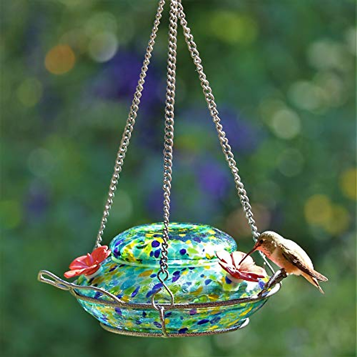 Nature's Way Bird Products GHF7 Hand Blown Illuminated Top Fill Hummingbird Feeder