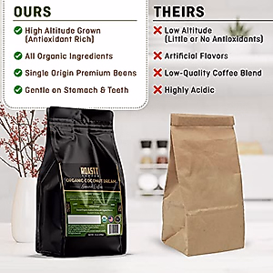 Coconut Coffee | Toasted Coconut Ground Coffee | Gourmet Medium Roast Organically Flavored Coffee Ground | Caffeinated Organic Toasted Coconut Coffee - 12 Ounce Roasted Flavored Coffee Grounds by Roastt Organic