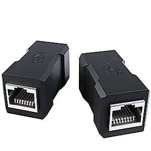 2× RJ45 Coupler with Extra Shielding– Network Cable Connector & Ethernet Cable Extender (Two RJ45 Jacks, Easy Way to Connect/Extend Ethernet Cables, CAT 7 for up to 10Gbit/s, Black) – by CableDirect