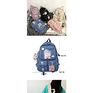 Kawaii Backpack with Pins Kawaii School Backpack Cute Aesthetic Backpack Cute Kawaii Backpack for School (Beige,With Accessories)