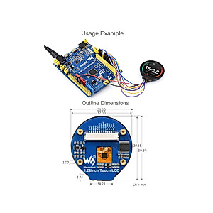 waveshare 1.28inch Round Touch LCD Display Module 240×240 Resolution 65K RGB LCD for Raspberry Pi,Raspberry Pi Pico,Arduino, STM32,Embedded GC9A01 Driver, CST816S Capacitive Touch Control Chip