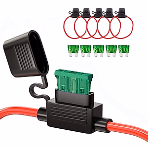 MCIGICM 12 AWG Inline Fuse Holder with 30A ATC/ATO Blade Fuse, 5 Pack