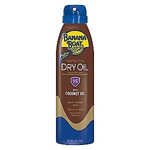 Banana Boat Protective Tanning Dry Oil Clear Spray Sunscreen SPF 15, Oxybenzone Free Sunscreen, 6oz Pack of 3, Packaging may vary