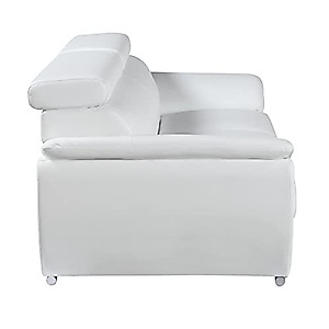 Blackjack Furniture 4571 Veal Collection 2 Piece Genuine Leather Sofa Set for Living Room, Modern Couch and Loveseat with Lumbar Support and Large Adjustable Headrests, 2+3 Seater, White