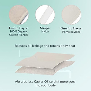 QUEEN OF THE THRONES Original Castor Oil Pack (Compress) - Heatless, Less-Mess, Reusable - Organic Cotton Flannel, Comfort Fit, Soft Straps & Naturopathic Doctor Designed (Castor Oil Sold Separately)