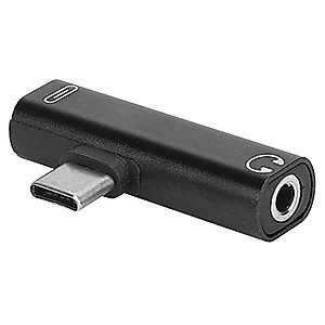 2Pcs Type-C to 3.5MM Audio Adapter,2 in 1 Type-C to 3.5mm Headphone Jack Adapter with Type-C Charging Port, Aluminum Alloy Audio Cable Adapter,Suitable for C-Type Phones, Tablets, PC(Black)