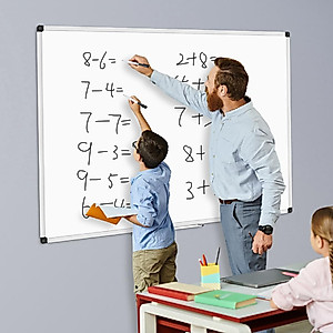 XBoard Porcelain Magnetic Dry Erase Board 48 x 36 Inch, Porcelain Whiteboard with Aluminium Frame & Marker Tray 4' x 3' | Wall Mounted Magnetic White Board for Home School Office