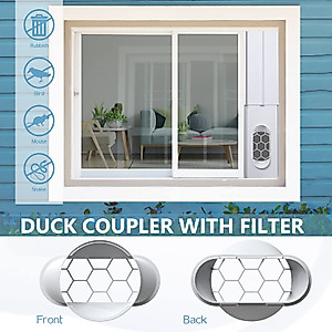 Portable Air Conditioner Window Kit for 5.1" Exhaust Hose, Window Seal Plates with Coupler and Bird Guard for Sliding Window, Adjustable Length From 16.9-47 inches Universal AC Vent Kit for AC Unit