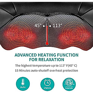 Shiatsu Neck and Back Massager with Soothing Heat, Nekteck Electric Deep Tissue 3D Kneading Massage Pillow for Shoulder, Leg, Body Muscle Pain Relief, Home, Office, and Car Use
