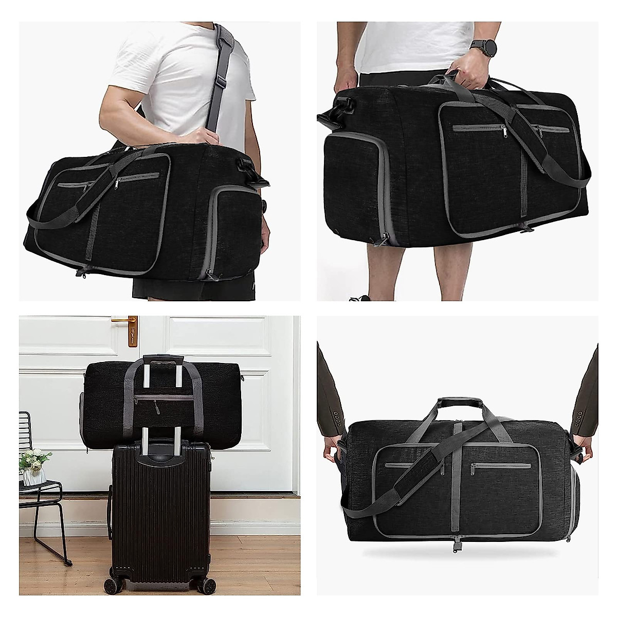 LE FUTUR 115L Foldable Travel Duffle Bag,Foldable Travel Bag with Shoes Compartment Lightweight and Packable Duffel Bag for Easy Storage Ideal for Convenient Travel (travel duffels)