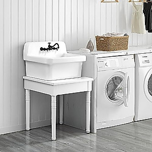 ALCHEMY Farmhouse Style Table for 24 inch Utility Sink,Durable and Spacious Cabinets Compatible with Your Utility Sink, Perfect for Laundry Room, Garage, or Workshop Organization