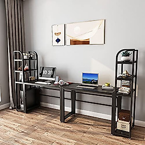 Computer Desk, Home Office Desk with Storage Shelves, 50 inch Study Writing Desk for Home Office, Computer Table Office Table Study Table Study Desk with Shelves, by DYAO, 50.2x19.7x28-55.9 inches