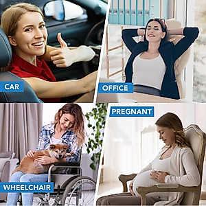 Lumbar Support Pillow for Car, Memory Foam Lumbar Pillow for Lower Back Pain Relief - Back Cushion for Driving, Chair Support for Car-Office Chair, Wheelchair - Black