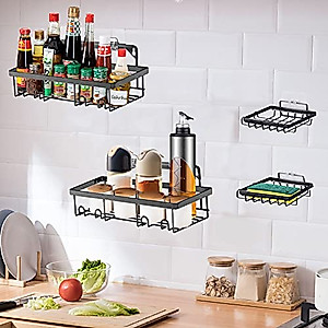 MOGLOR 4 Pack Shower Caddy Shelf Organizer Rack,Adhesive Shower Caddy Basket Shelf with Soap Holder for Inside Shower,No Drilling Rustproof Wall Mount Shower Storage Accessories for Bathroom, Kitchen