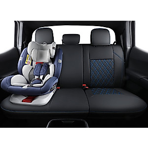 LUCKYMAN CLUB Tacoma Seat Covers, Fit for 2016-2023 Tacoma Crew Double Cab SR SR5 TRD Sport TRD Off-Road TRD PRO Limited with Water Proof Faux Leather(Full Set 2016-2023, Black&Blue)