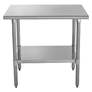 Kratos Stainless Steel Kitchen Prep Table 24" Dx30 W with Undershelf, NSF Worktable for Restaurants - 18ga/430SS (28W-056)
