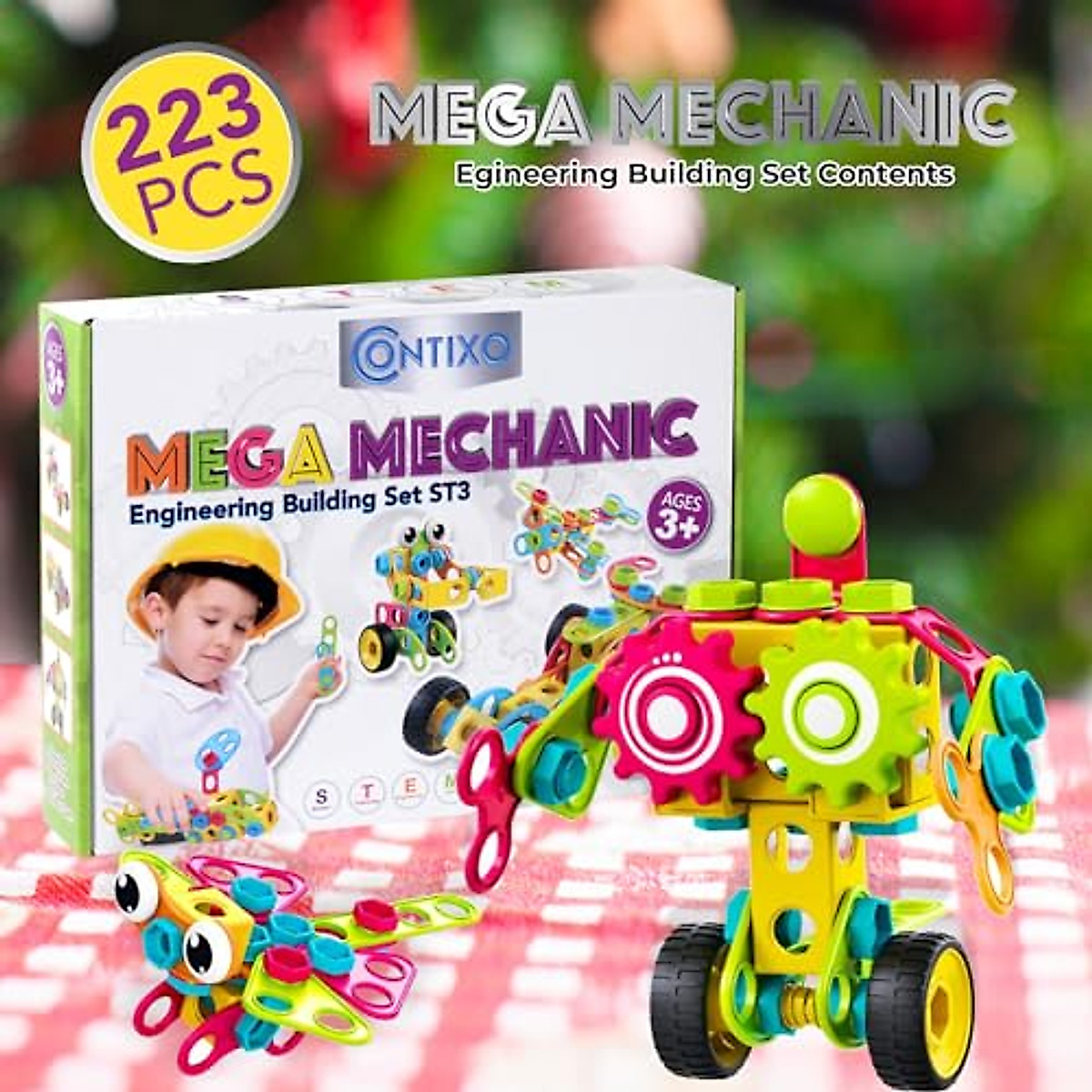 Contixo ST3 Kids Toys - 223 PCs 3D Building Blocks STEM Construction Playboards Creativity, Imagination, Recreational, Educational for Children Toddler, 3+ Year Old Boys and Girls