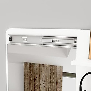 ECACAD 2 in 1 Full Length Mirror Wall Mounted with Shelves, Full Body Dressing Mirror, Versatile Coat Rack with Sliding Mirror for Entryway, Bedroom, White (15.7"-30.5" x 47.2")