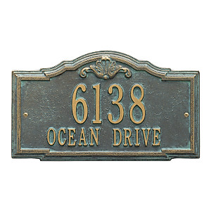Whitehall™ Personalized Cast Metal Address plaque -THE GATEWOOD Plaque. Made in the USA. BEWARE OF IMPORT IMITATIONS. Display your address and street name.