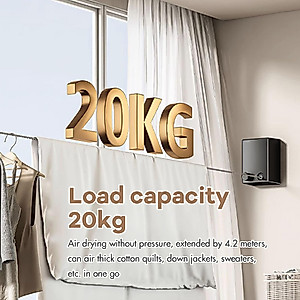 DWQOO Retractable Clothesline Indoor Outdoor Clothes Line, Portable Heavy Duty Washing Line, Heavy Duty Clothes Drying Laundry Line, Wall Mounted Drying Rack Clothing Line, Secure Lock System-Black