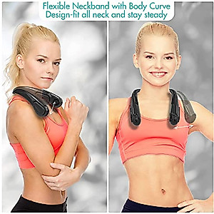 panergy Portable Neck Fan, Hands-Free Bladeless Neck Fan, 5000 mAh Battery Operated Wearable Personal Fan, Max 21H Working Time, Headphone Design, 4 Speeds, for Travel, Hiking, Outdoors (Black)