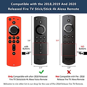 [2 Pack] Silicone Cover Case for Fire TV Stick 4K / Fire TV (3rd Gen) Compatible with All-New 2nd Gen Alexa Voice Remote Control (Red and Blue)