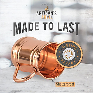 PURE COPPER BEER MUG – Unique Tankard Look - Handmade 100% Pure Copper Beer Stein - Solid Copper,No Lining - Polished Copper Inside & Out - 18 oz – Ice Cold Beer, Moscow Mules, & Recipes E-book