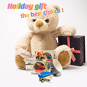 Lecelzie Wooden Toys Toddler Airplanes Toys with Road Track Tape Activities Fine Motor Skills Mini Wooden Airplane Toys for 1-2-3-4 Year Old Boys Girls Kids Party Favors Gift Push and Pull Plane Toys