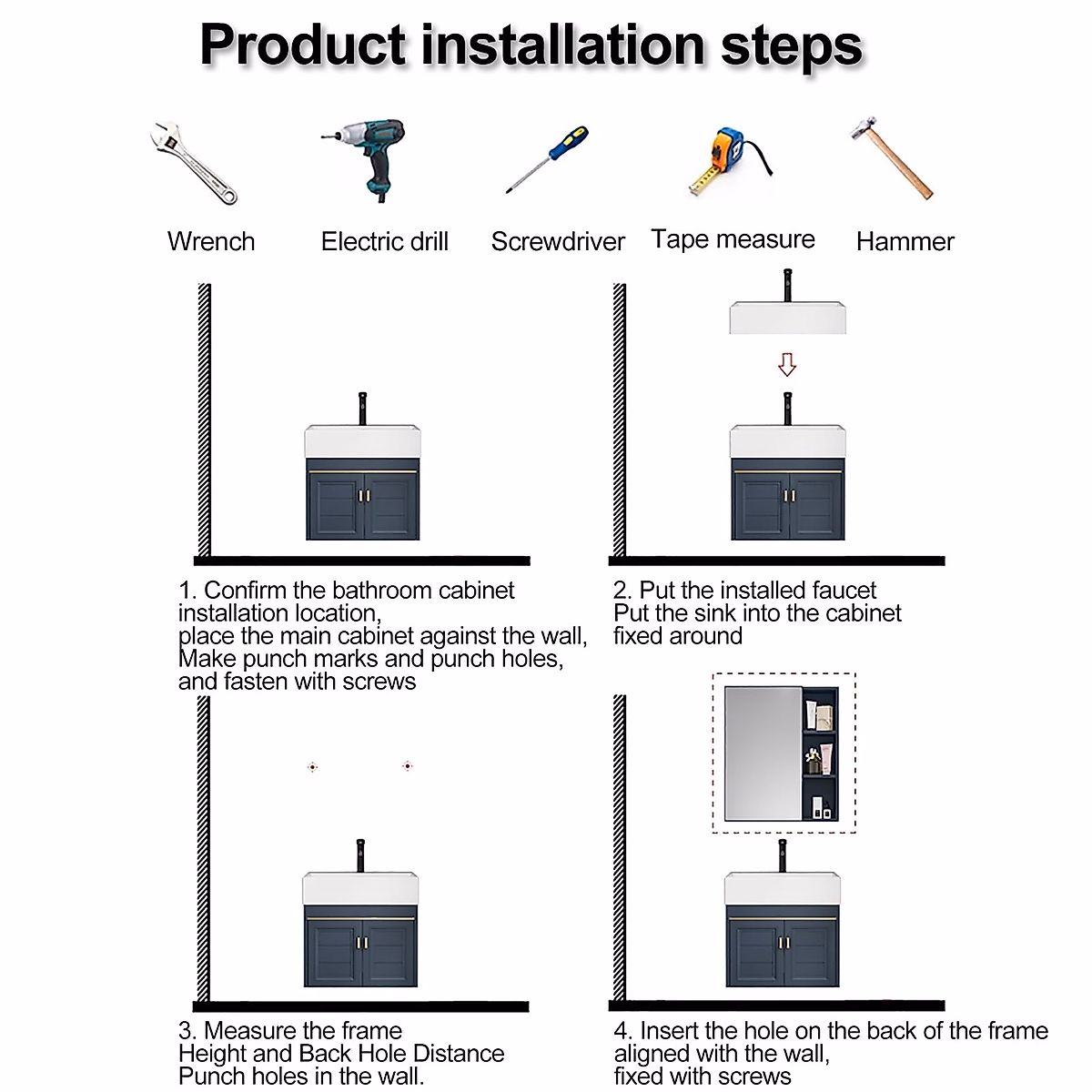 Vessel Sink Rectangular, Ceramic Vessel Sinks for Bathrooms, Modern Pianted Wall Mounted Vessel Sink Cabinet Set, Bathroom Ceramic Washbasin and Faucet Combo, for Small Space ( Size : 33*29cm/12.9*11.