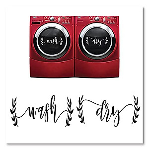 Farmhouse Style Script Design Washer and Dryer Wash and Dry Laundry Room Vinyl Wall Decal's