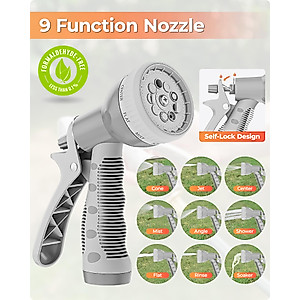 Ayleid Retractable Garden Hose Reel,5/8 in x 100 FT Wall Mounted Hose Reel, with 9- Function Sprayer Nozzle, Any Length Lock/Slow Return System/Wall Mounted/180°Swivel Bracket (Grey)