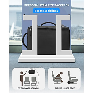 FALARK INC Travel Backpack For Women Men, Carry On Backpack Flight Approved, Waterproof Anti-theft Personal Item Trave Bag With USB Port For Travel, Black