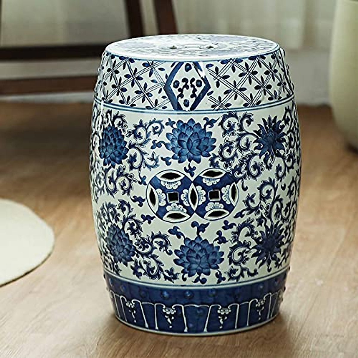 XARONF Ceramic Garden Pier, Tea Room Drum Stool, Dressing Stool, Neo-Classical Drum Pier, Shoe Changing Stool in The Hall.