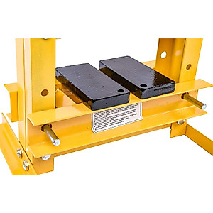 JEGS Hydraulic Shop Press | Steel With Yellow Finish | 6-Ton | Bench Top Mount | Up To 4 1/4-Inch Working Range | Includes 2 Press Plates | Lever-Action