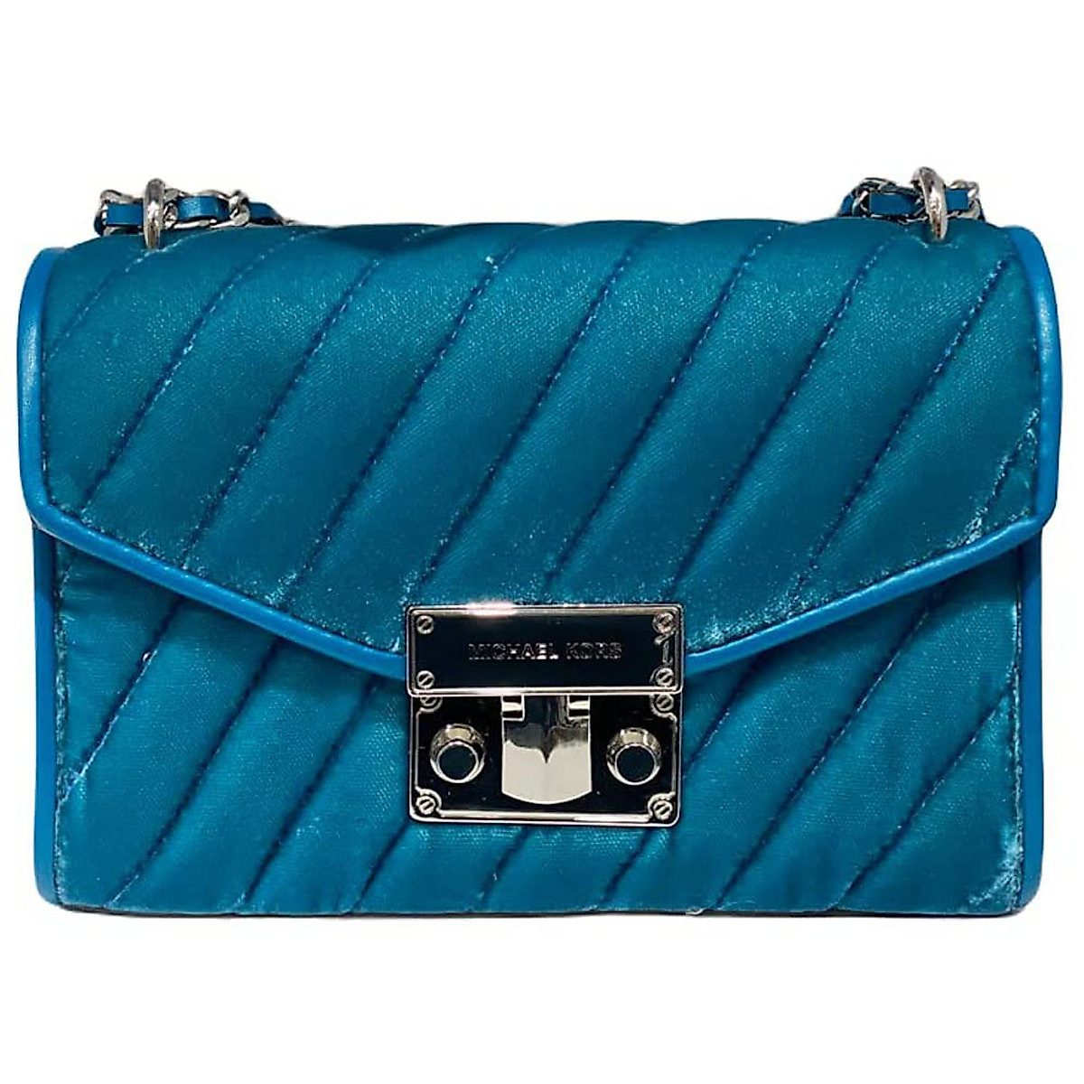 Michael Kors Small Rose Quilted Velvet Shoulder Flap Bag, Lagoon
