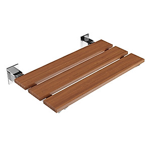 ANZZI Wall Mount Spa Bohemian 18.7 in x 12.4 in Rhino Alloy Certified Bathroom Accessories Folding Teakwood Shower Bench AC-AZ202